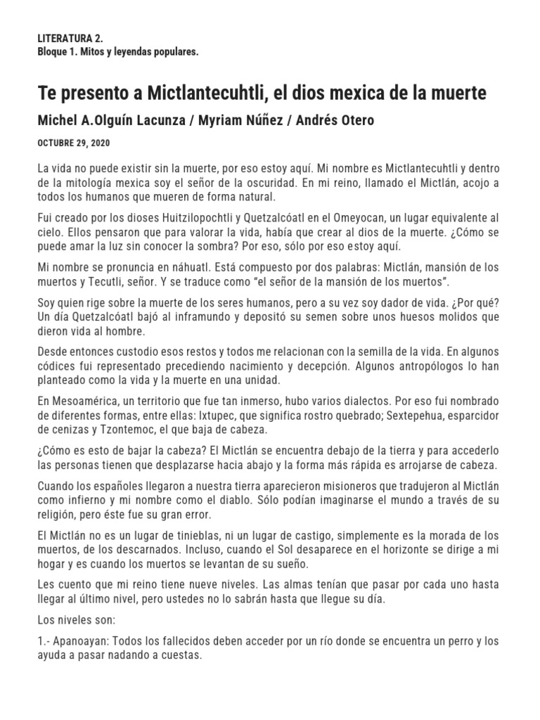 MITLANTECUTLI Lit2 | PDF | azteca