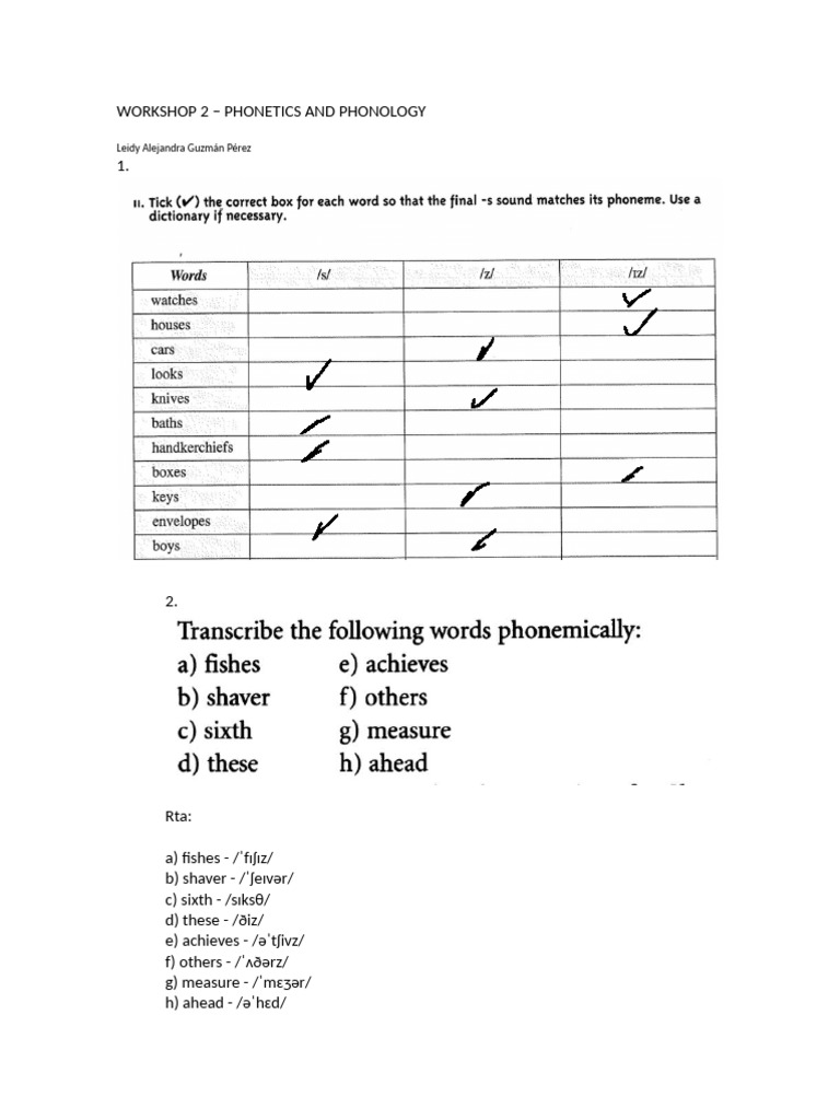 Workshop 2 Phonetics | PDF