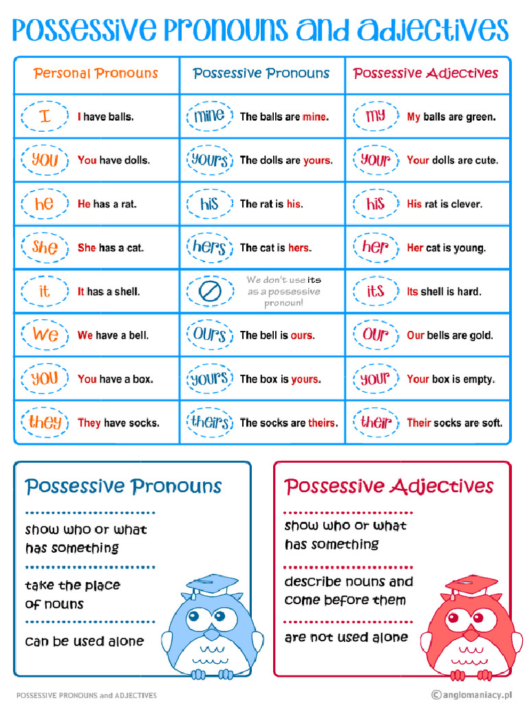 Grammar Posters Pronouns Possessives - Removed | PDF