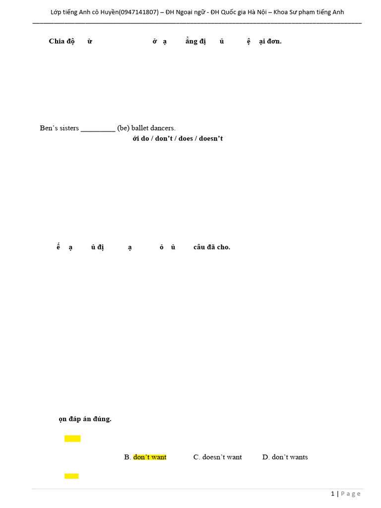 Lesson 04 Homework Present Simple Keys | PDF