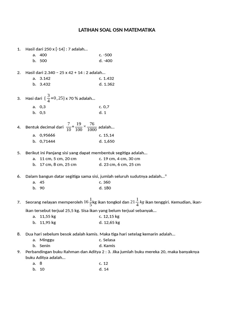 Latihan Soal Osn Matematika | PDF