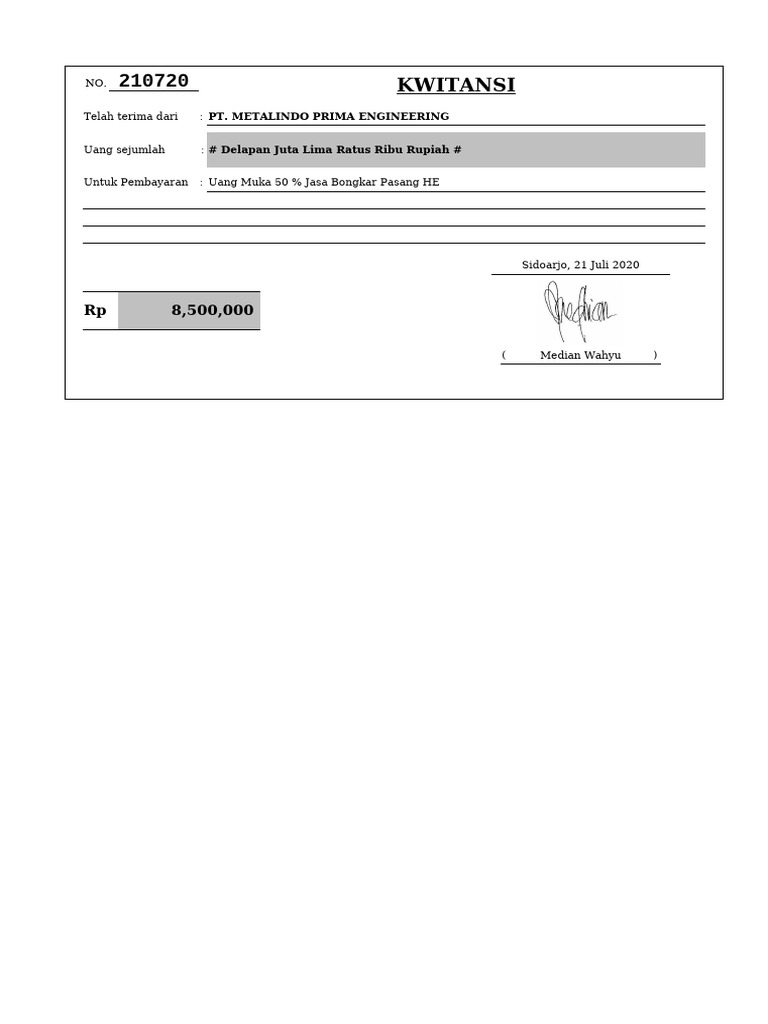 Contoh-Template-Kwitansi-Excel-Sederhana-Ver.1.1 | PDF