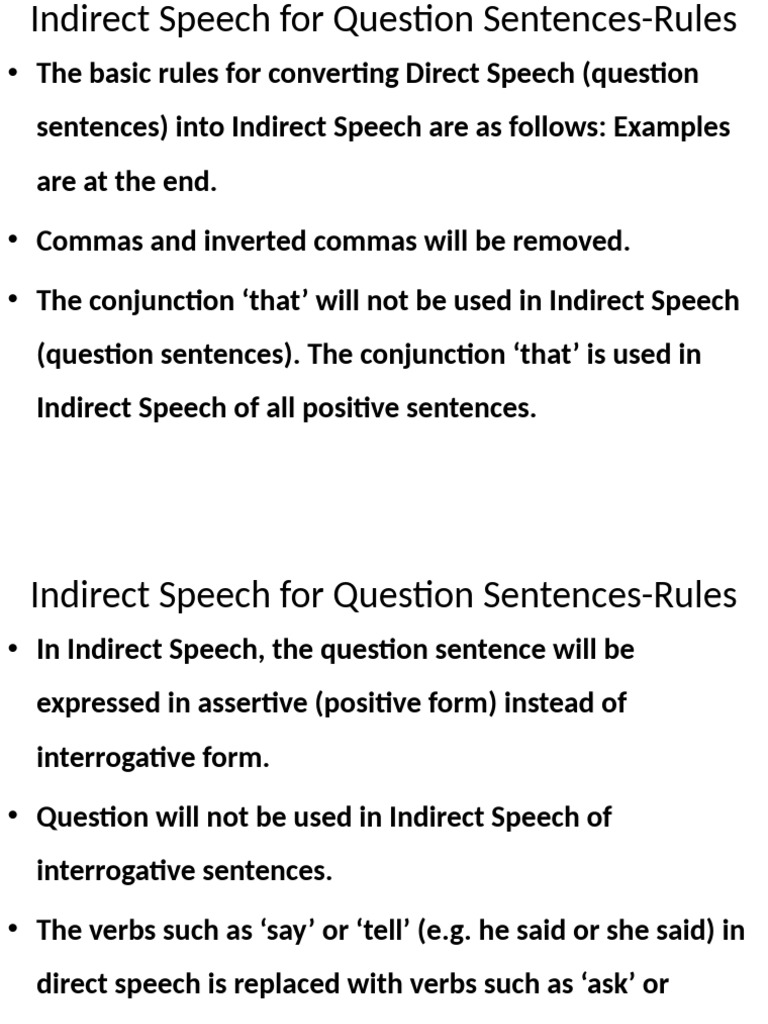 Question Form Narration | PDF | Question | Grammar