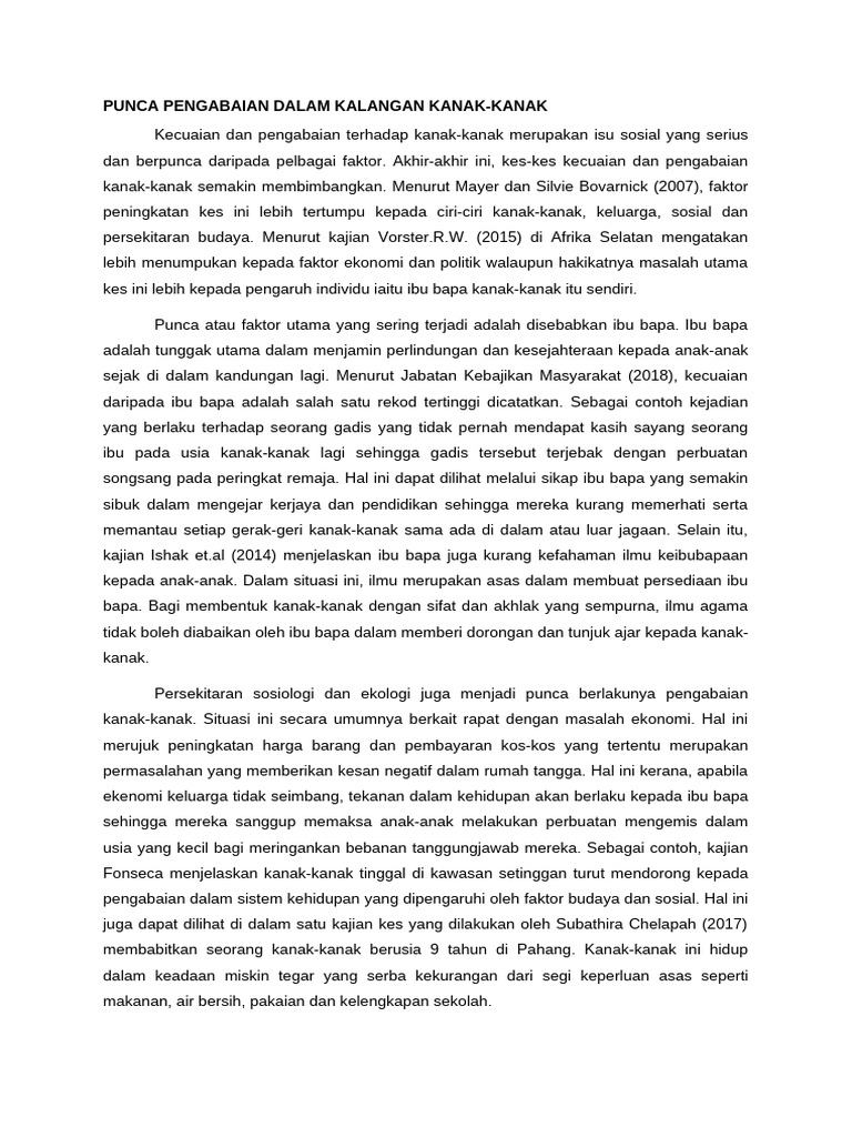 Punca Pengabaian Dalam Kalangan Kanak | PDF