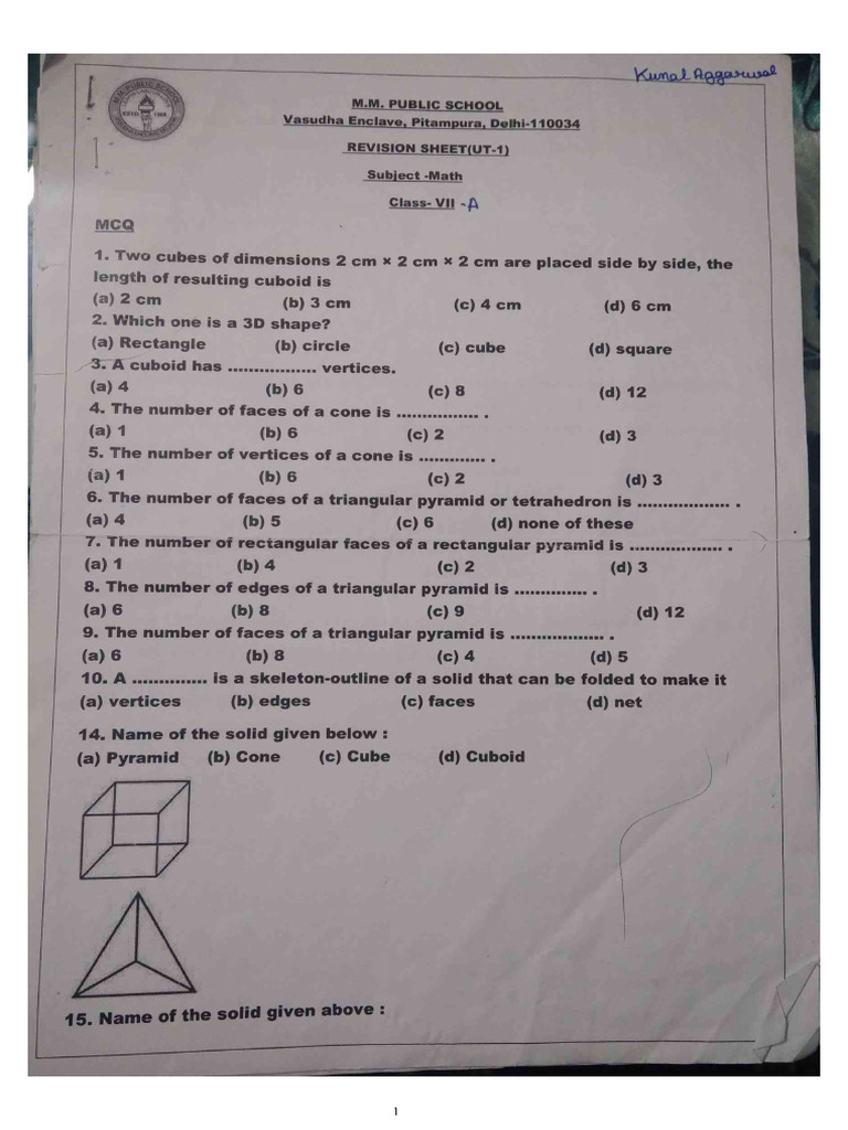 Worksheets For Class7 Maths | PDF