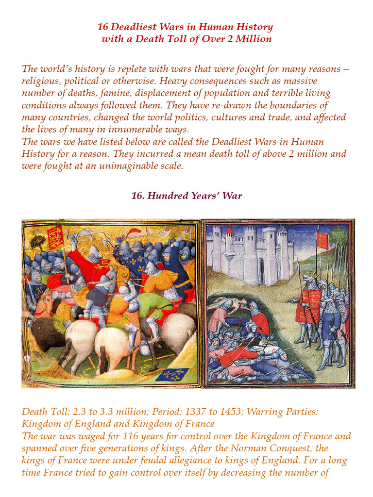16 Deadliest Wars in History | PDF | Qing Dynasty | Chinese Civil War