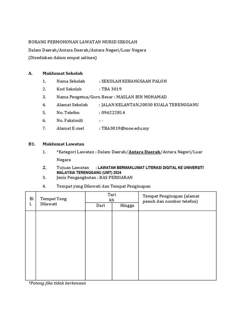 Kertas Kerja Lawatan Umt | PDF