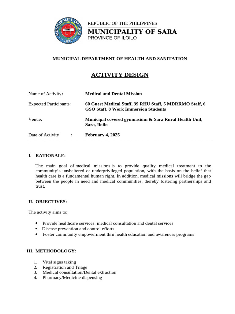 Medical and Dental Mission Design | PDF | Health Care | Social Programs