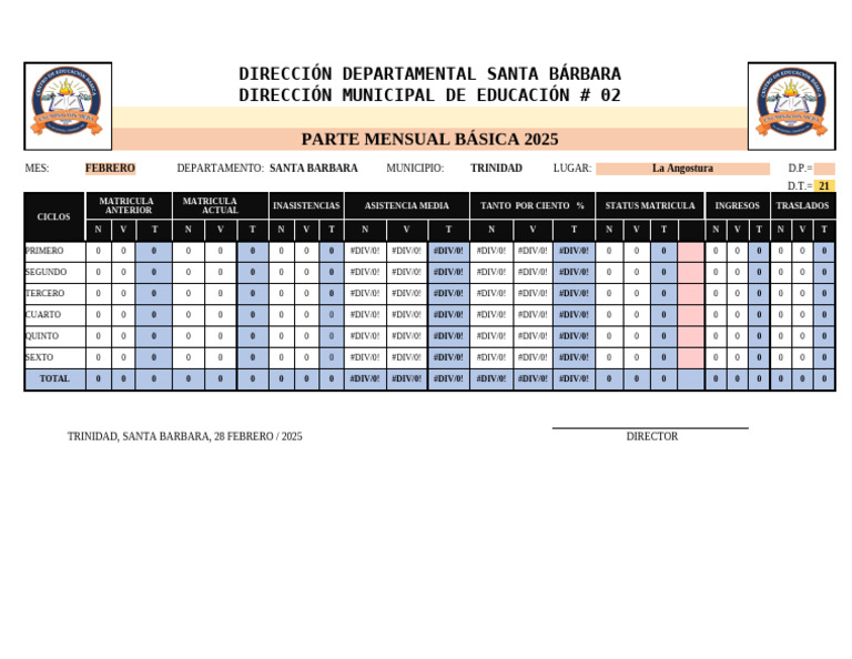 Parte Mensual Basica 1 A 6-2025 | PDF