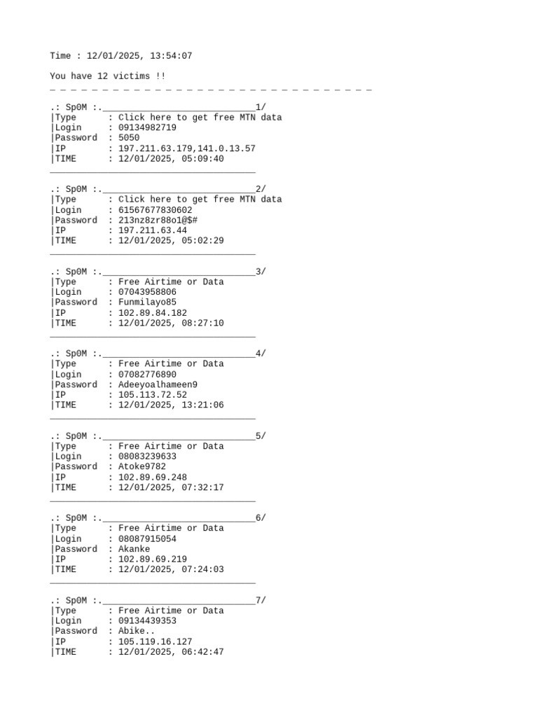Sp0m Victims (2025 - 1 - 12) | PDF
