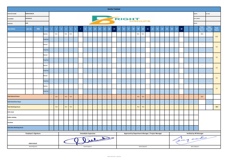 Asim Khalid's February Timesheet | PDF | Overtime | Business