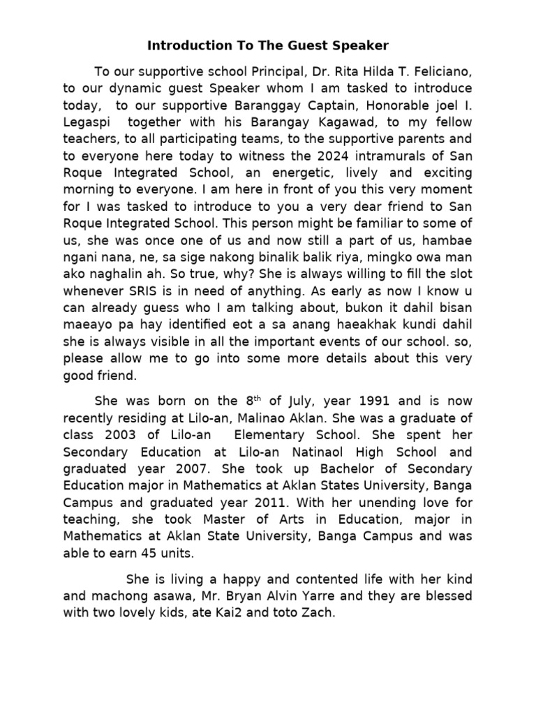 Guest Speaker Introduction: Christine Yarre | PDF