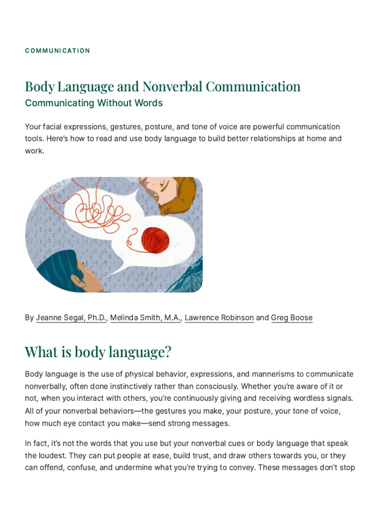 Body Language and Nonverbal Communication | PDF | Nonverbal Communication | Body Language