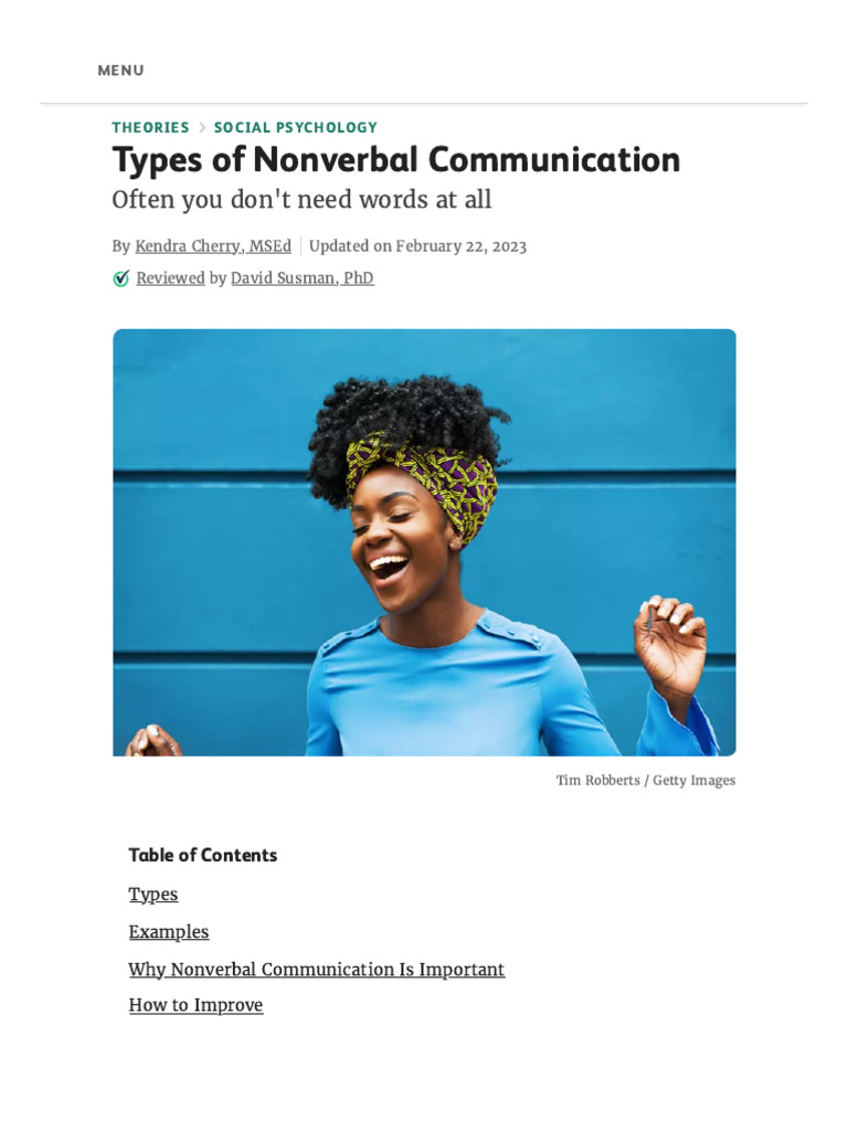 9 Types of Nonverbal Communication | PDF | Nonverbal Communication ...