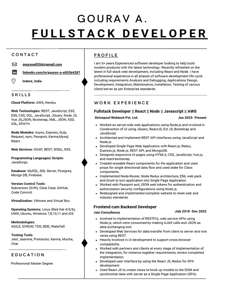 Gourav A FullstackDeveloper cv (1) (1) (1) (1) (1) | PDF | Java Script | Web Service