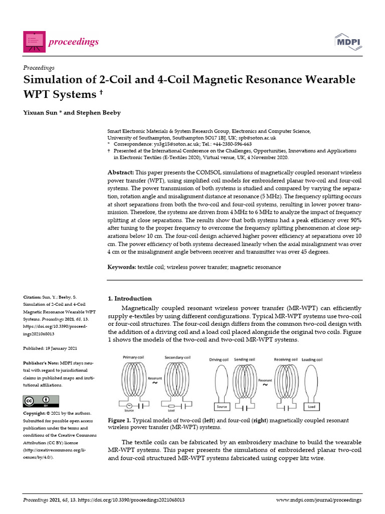 Simulation of 2-Coil and 4-Coil Magnetic Resonance | PDF | Inductor | Resonance