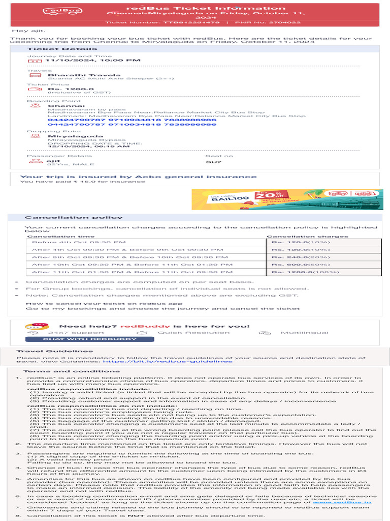 BUS TICKET | PDF | Transport