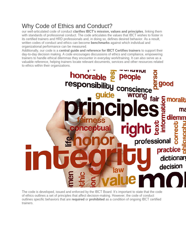 Why Code of Ethics and Conduct | PDF | Disciplines | Social Psychology