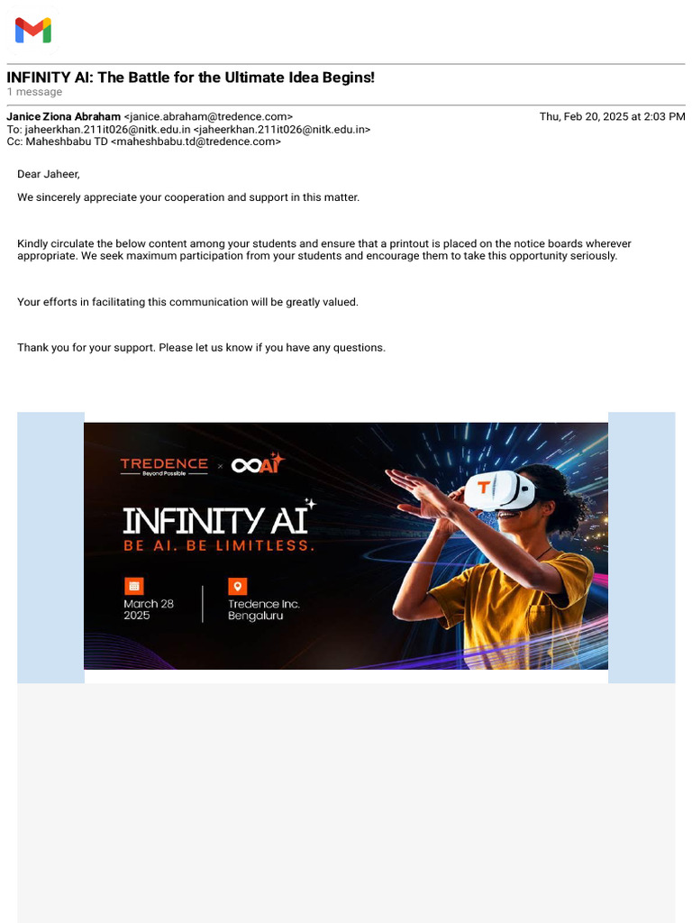 Gmail - INFINITY AI_ The Battle for the Ultimate Idea Begins! | PDF ...