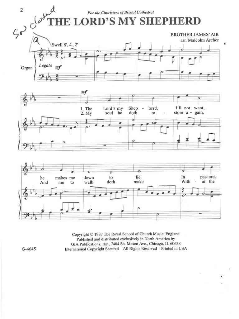 Archer - The Lord's My Shepherd | PDF