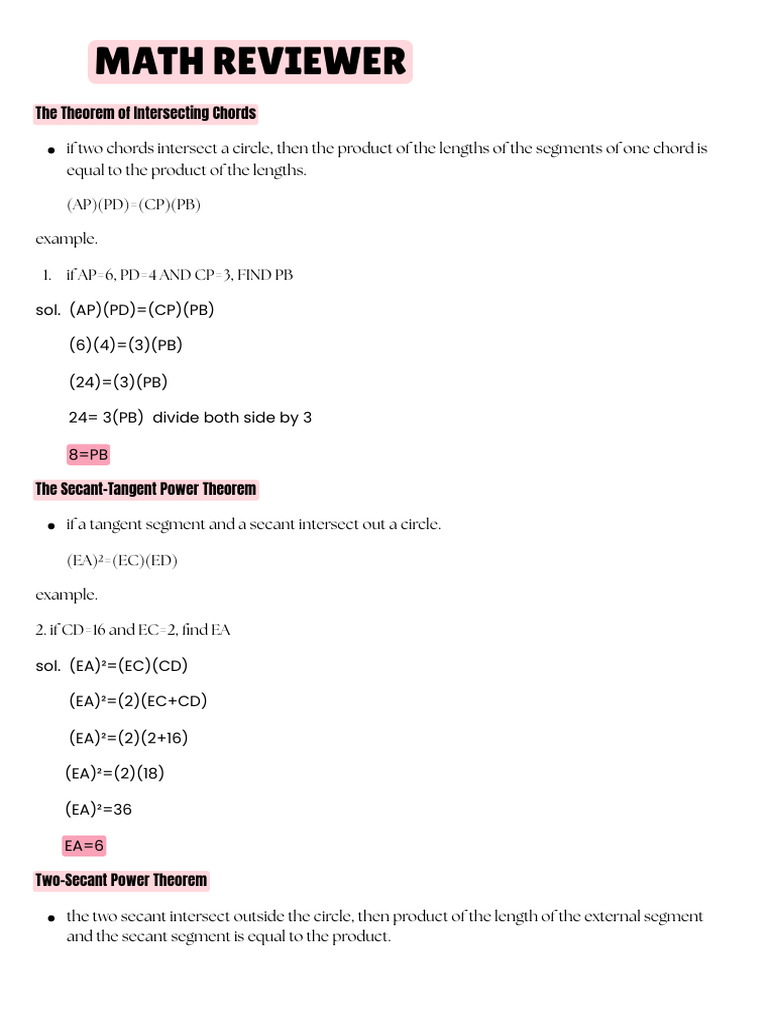 Math Grade 10 3RD Quarter Reviewer | PDF | Circle | Permutation