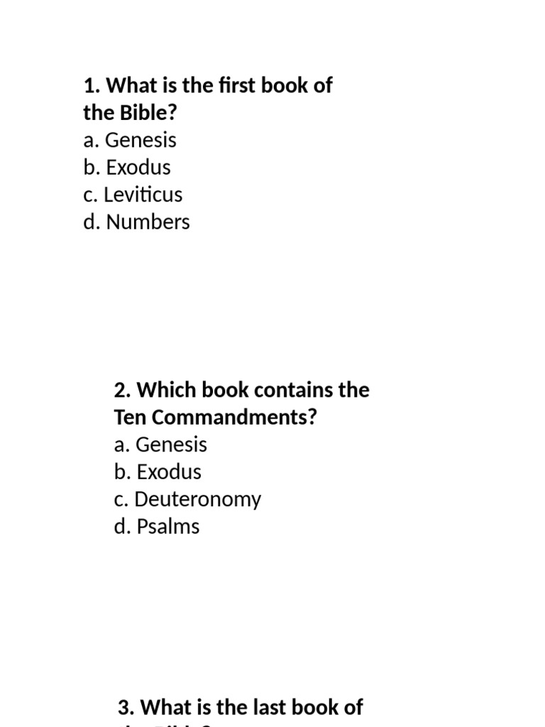 Bible Quiz: Key Books and Authors | PDF