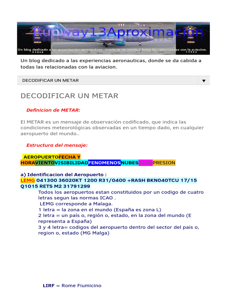Guía para Decodificar METAR y TAF | PDF | Ramas de meteorología ...