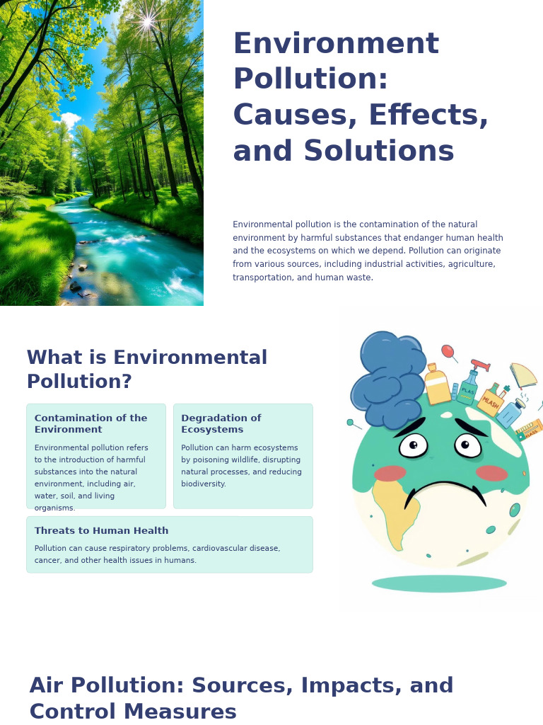 Environmental Pollution: Causes & Solutions | PDF | Pollution | Water ...