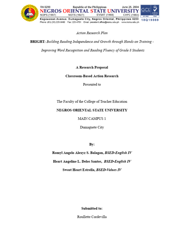 Proposal of CBAR | PDF | Reading Comprehension | Fluency