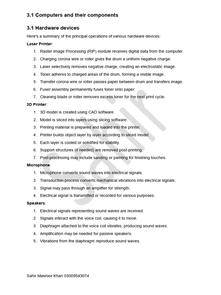 Overview of Computer Hardware Devices | PDF | Touchscreen | Microphone
