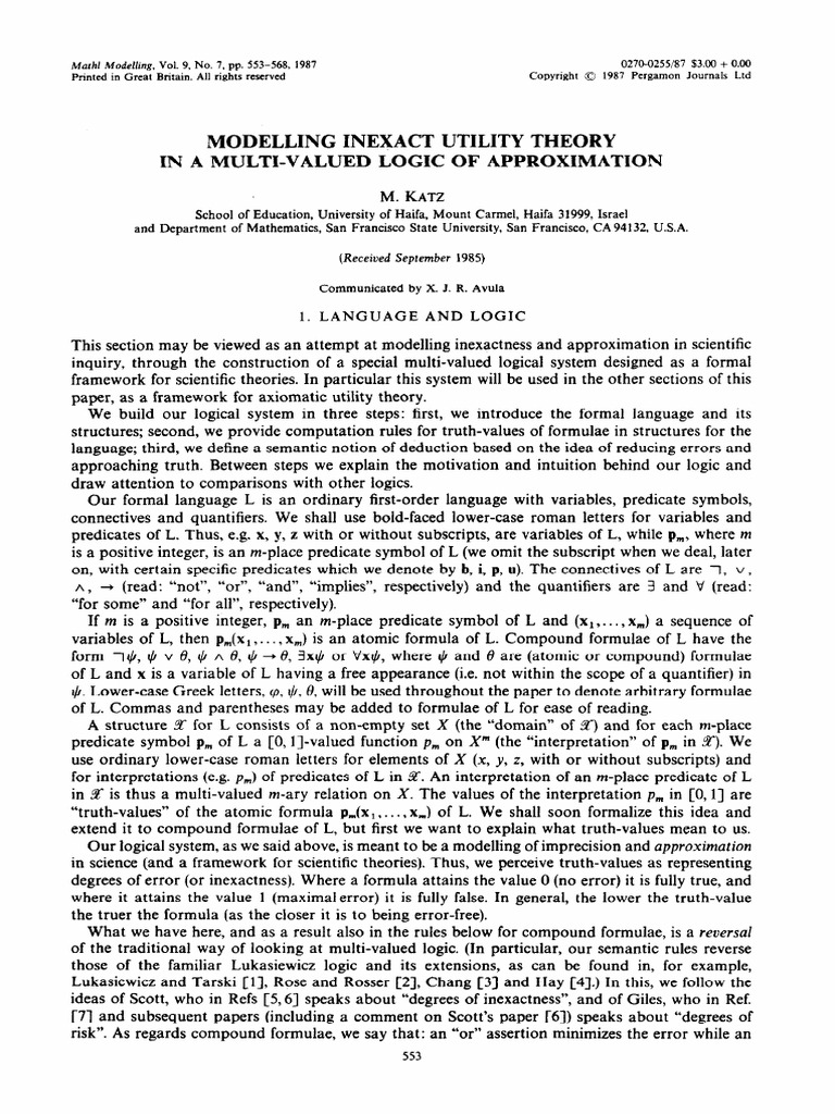 1 s2.0 0270025587900637 Main | PDF | First Order Logic | Interpretation (Logic)