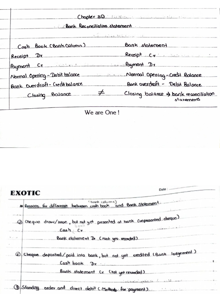 Bank Reconciliation Statement Notes | PDF