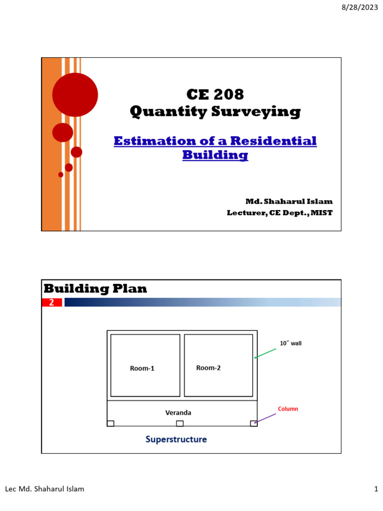 Residential Building Estimation Guide | PDF | Real Estate | Masonry