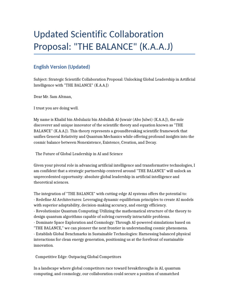 The Balance Collaboration Proposal Updated | PDF