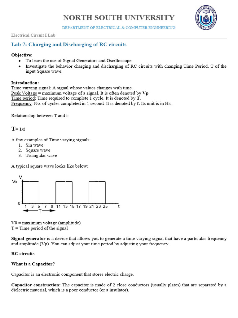 EEE_ETE 141 Lab Manual 07 | PDF | Capacitor | Electrical Network