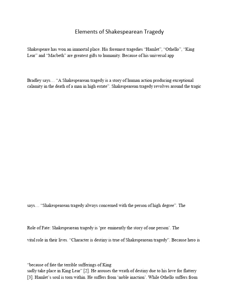Elements of Shakespearean Tragedy Explained | PDF | William Shakespeare ...