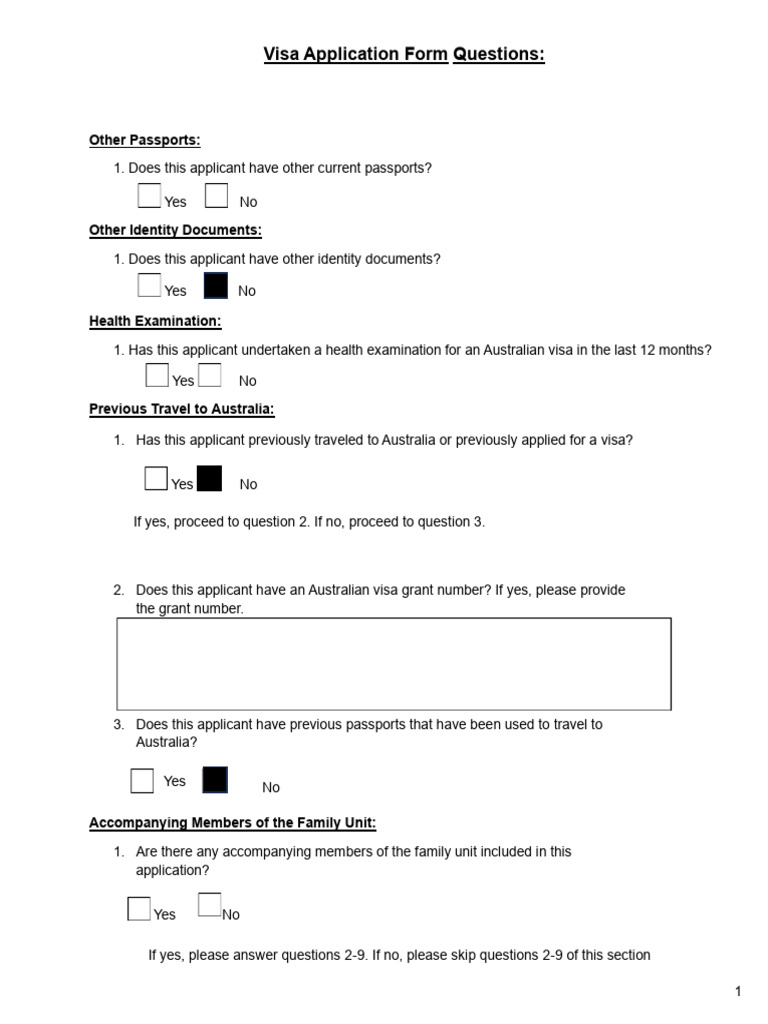 Visa Application Form Questions | PDF | Travel Visa | Mental Disorder