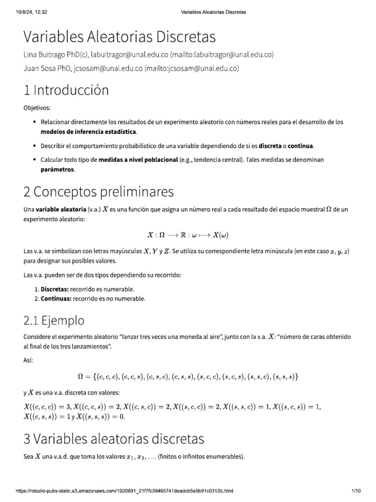 Clase 11 - Variables Aleatorias Discretas | PDF