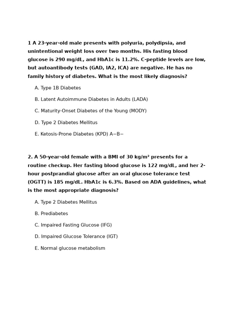LADA and KPD Diabetes Diagnosis Guide | PDF | Diabetes | Prediabetes