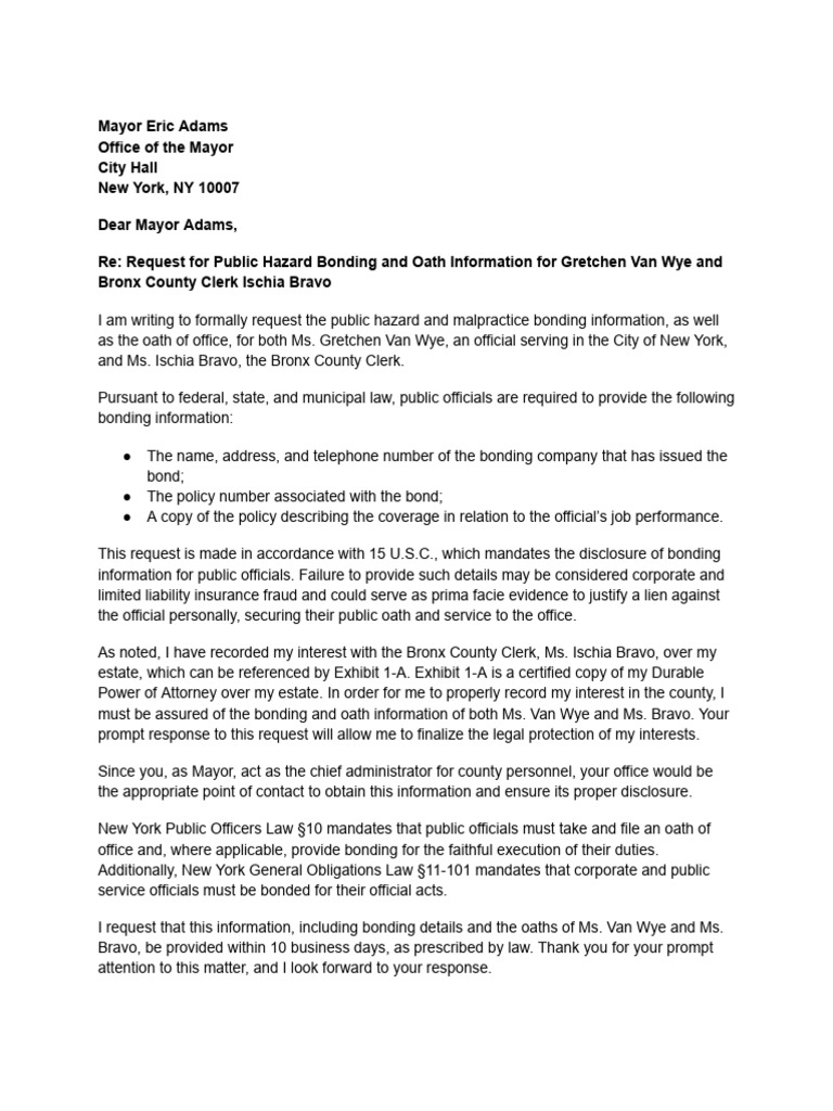 Bonding Request Letter | PDF