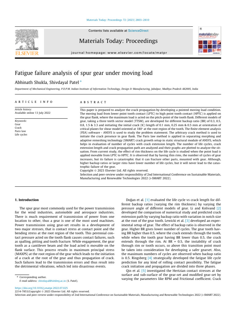 Fatigue Failure Analysis of Spur Gear Under Moving Load | PDF ...