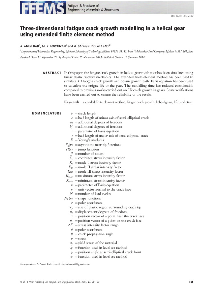 3D Fatigue Crack Growth in Helical Gears | PDF | Fracture Mechanics ...