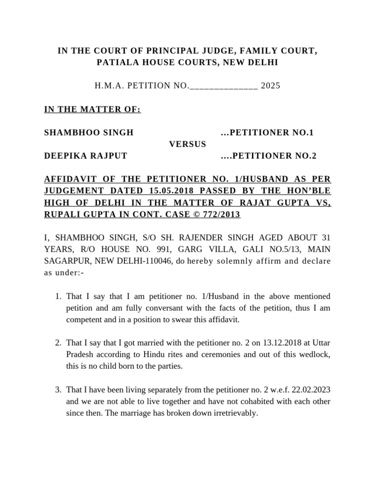 Mutual Consent Divorce Affidavit 2025 | PDF | Private Law | Social ...