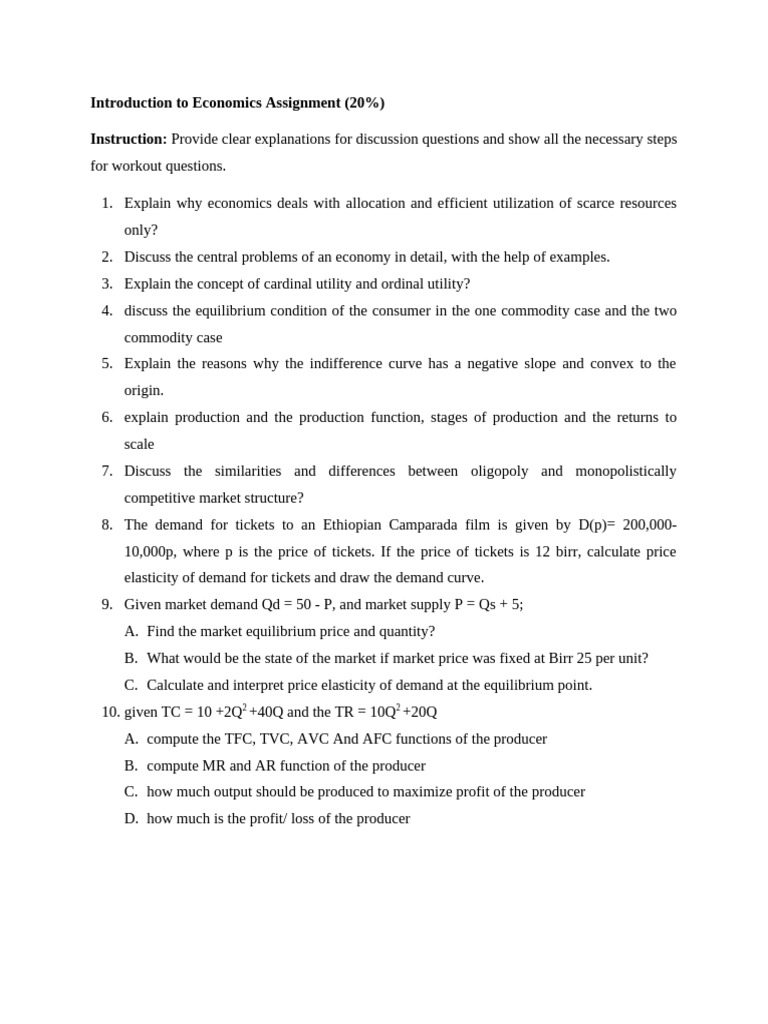 Intro To Eco Assignment | PDF
