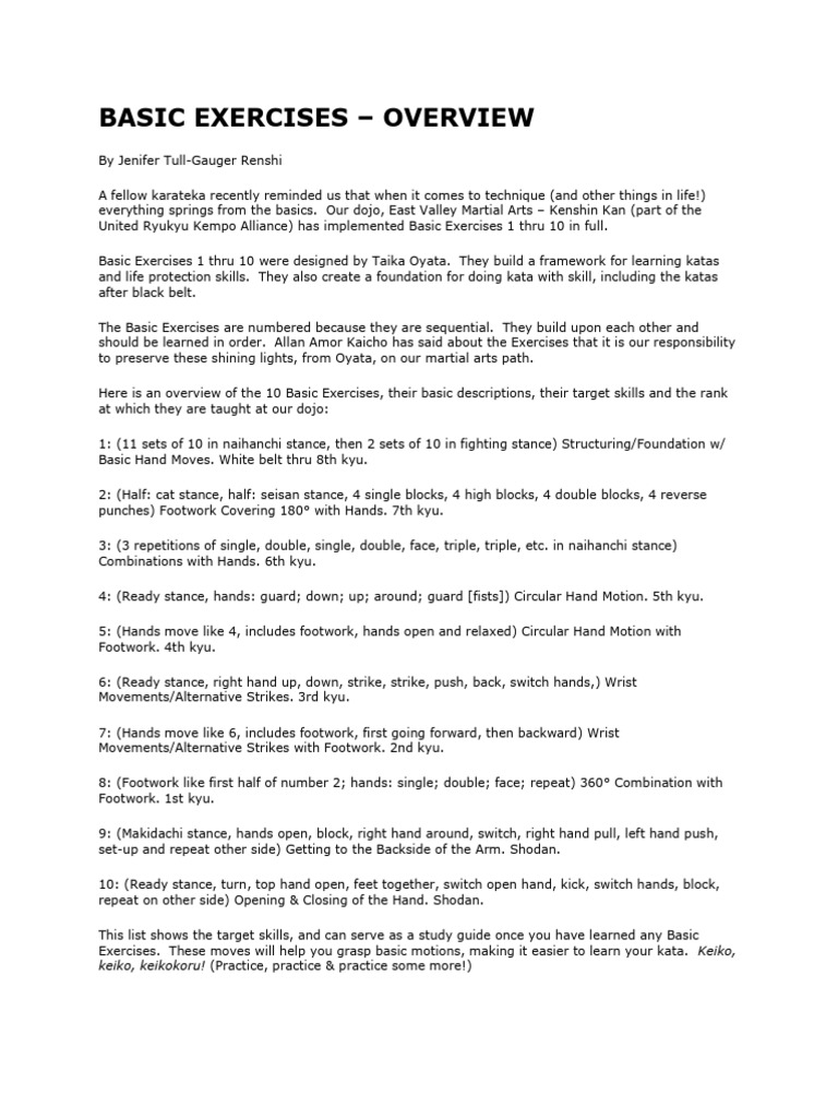Overview of Basic Karate Exercises | PDF | Asian Martial Arts ...