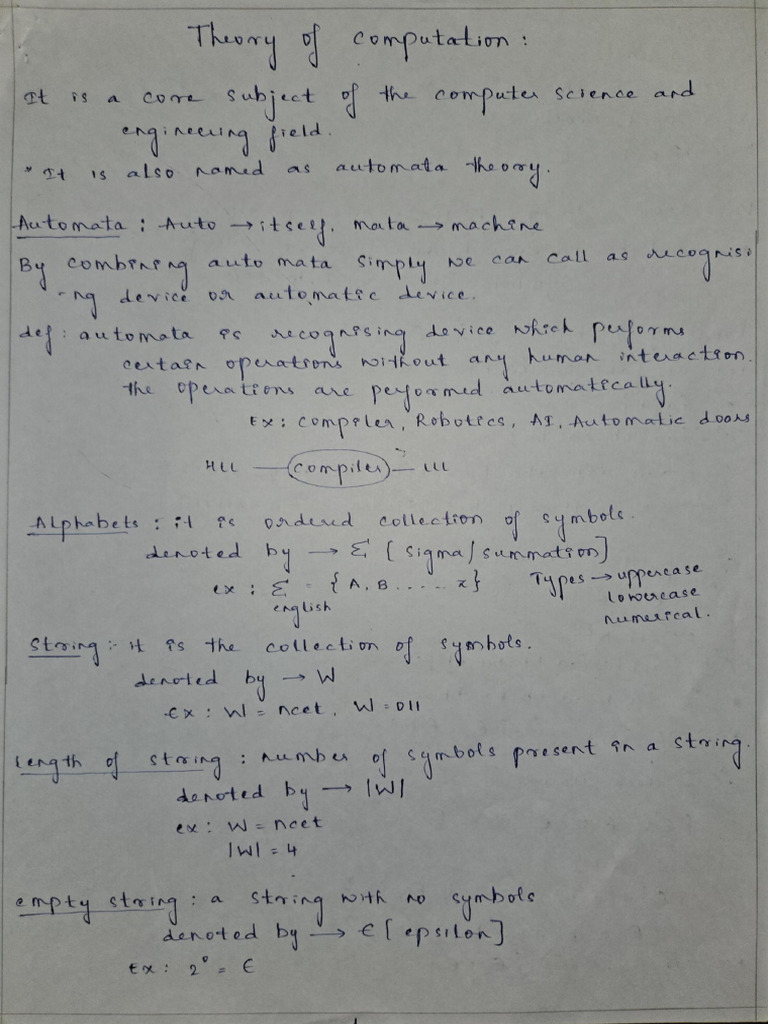 TOC Module-1 Notes | PDF