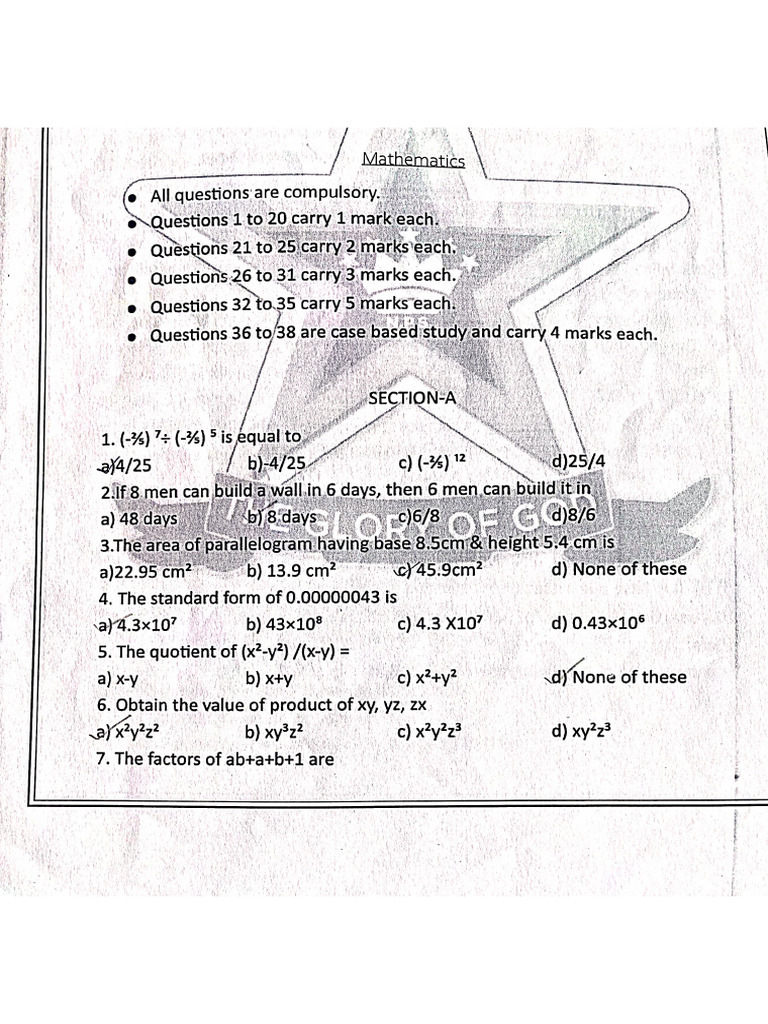 Class Viii Maths Sample Paper 2 | PDF