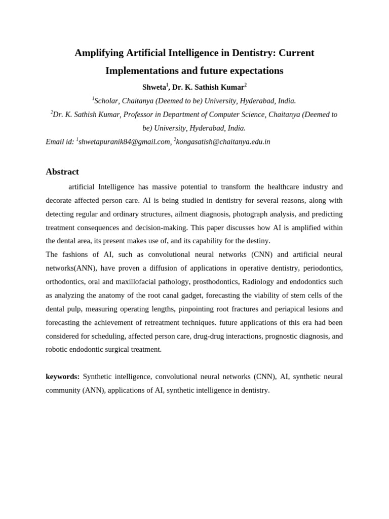 Amplification of Artificial Intelligence in Dentistry | PDF ...