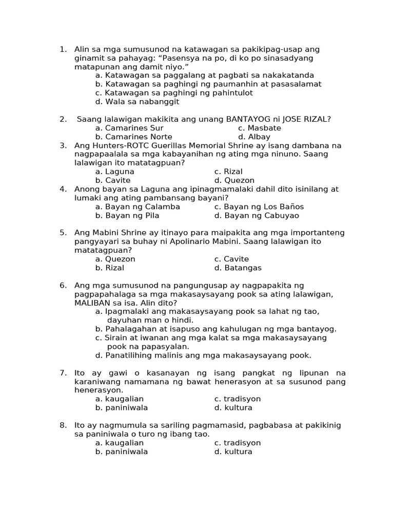 Alin Sa Mga Sumusunod Na Katawagan Sa Pakikipag | PDF