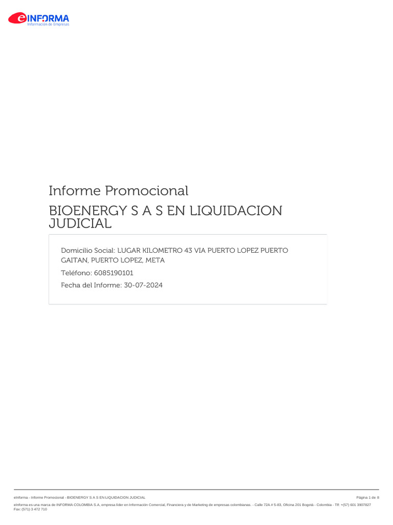 Informe de Liquidación de BIOENERGY S.A.S. | PDF | Biocombustible ...